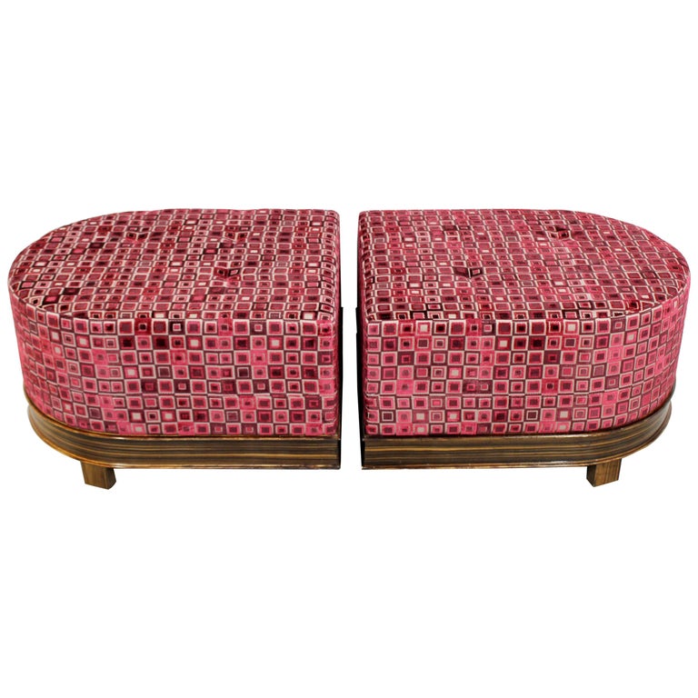 Mid-Century Modern Pair of Curved Benches Seats Ottomans Lenor Larsen ...