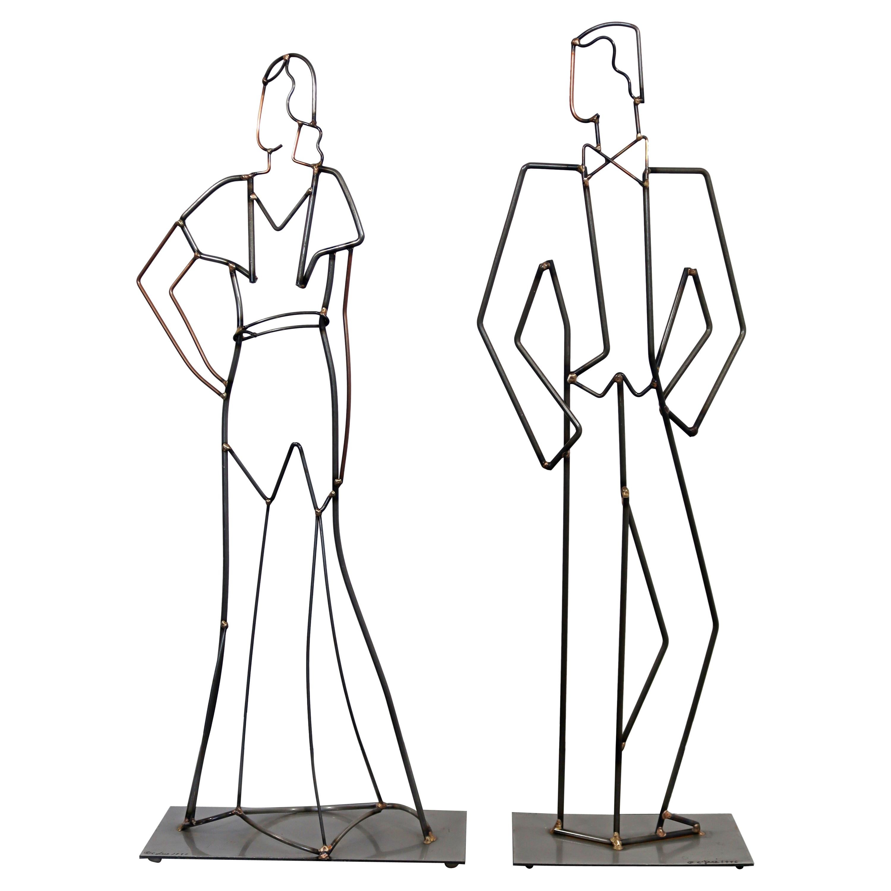 Mid Century Modern Pair of Figurative Table Sculpture Signed Curtis ...