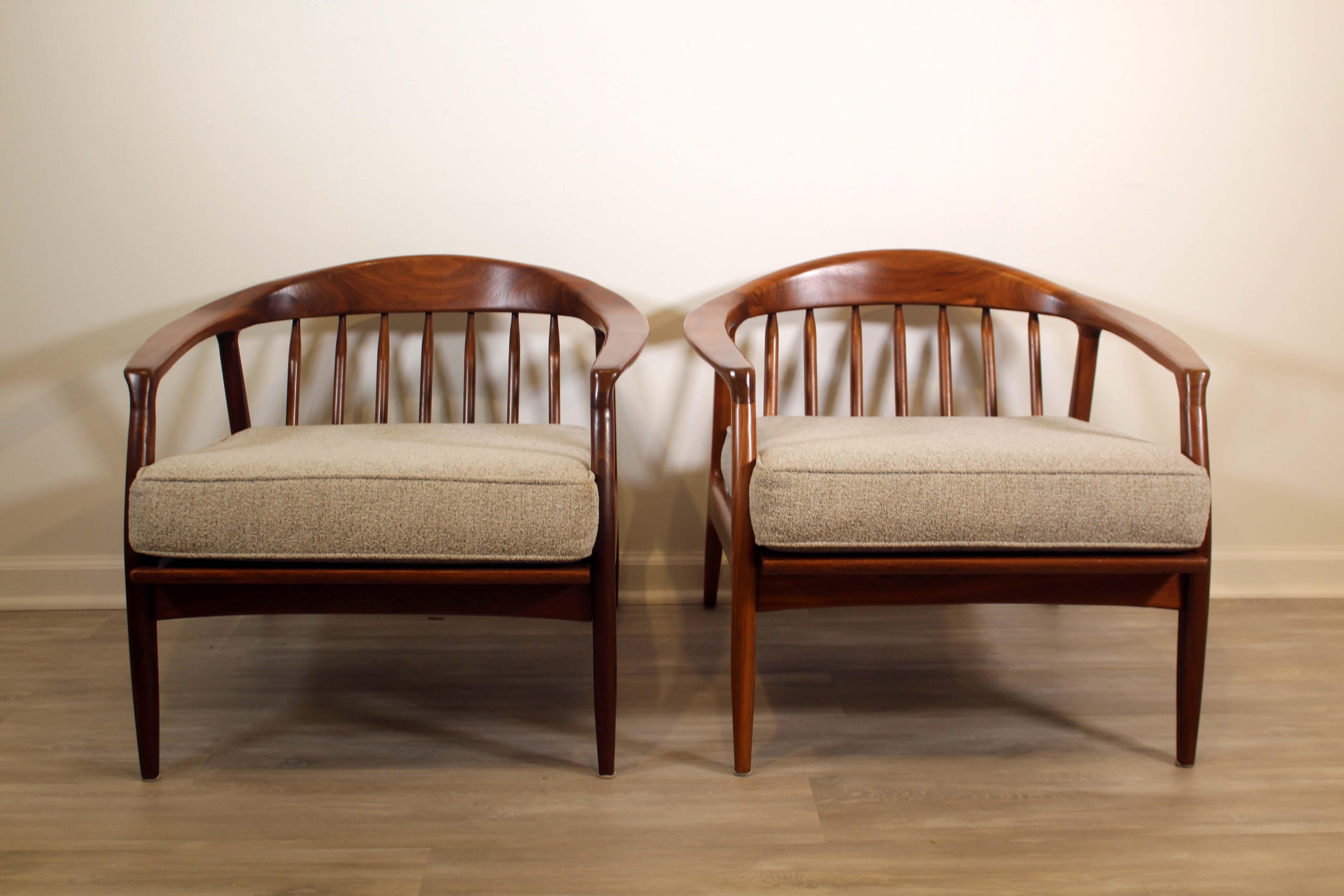 Mid-Century Modern Pair of Folke Ohlsson for Dux Teak Spindle Lounge ...