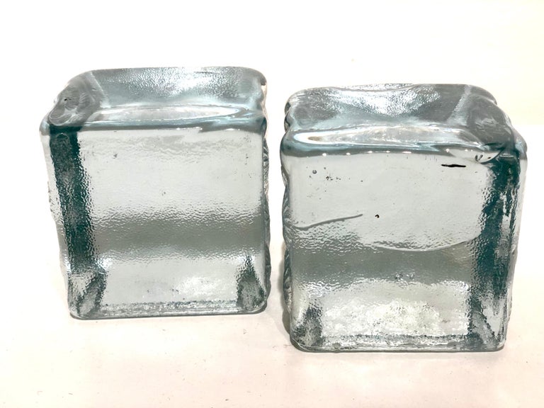 Mid-Century Modern Pair of Glass Cubes Bookends by Blenko at 1stDibs