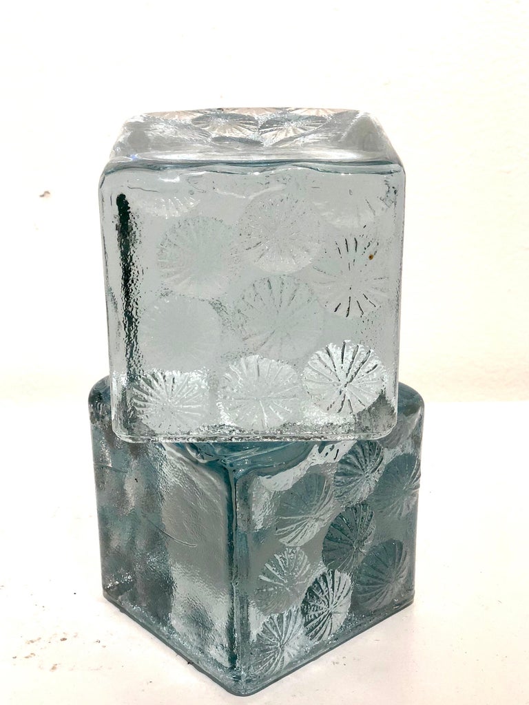 Mid-Century Modern Pair of Glass Cubes Bookends by Blenko at 1stDibs