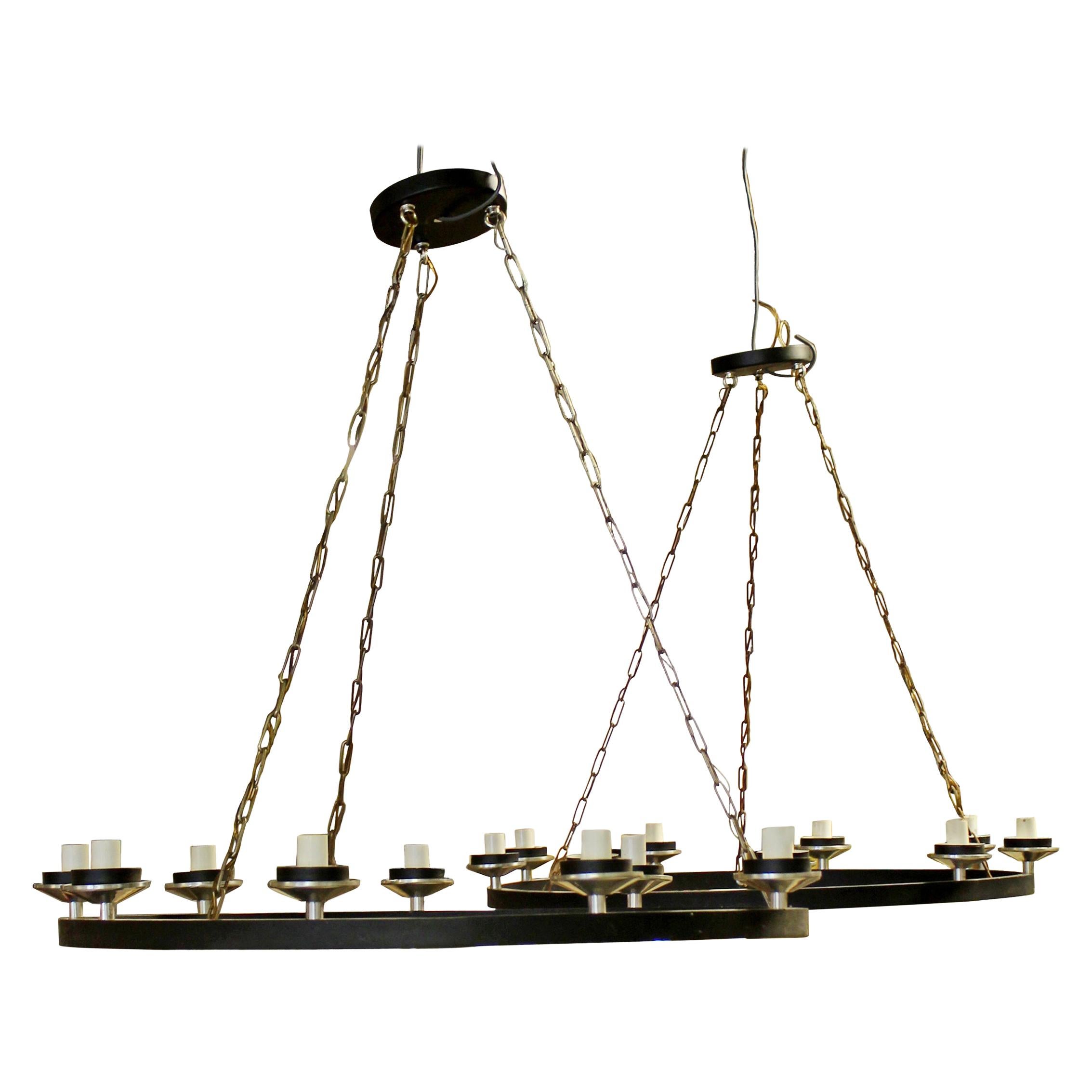 Mid-Century Modern Pair of Lightolier Chrome Iron Hanging Candelabras ...
