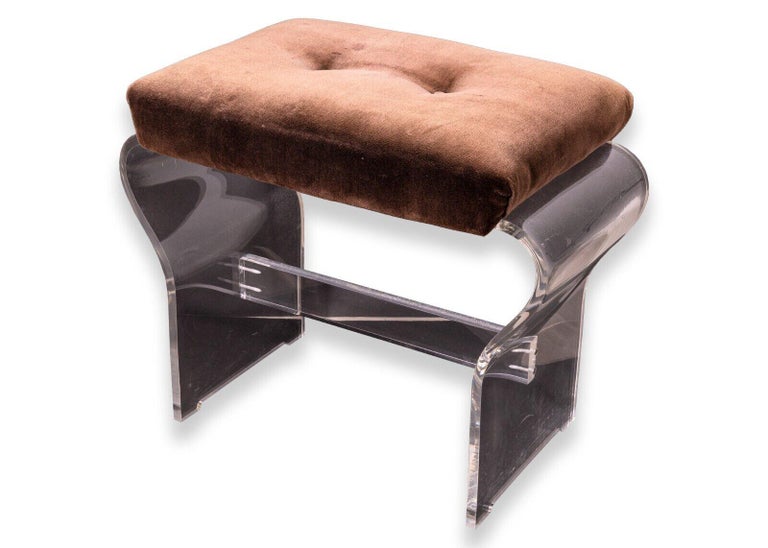Mid-Century Modern Pair of Lucite Brown Ottoman Stools by Hill ...