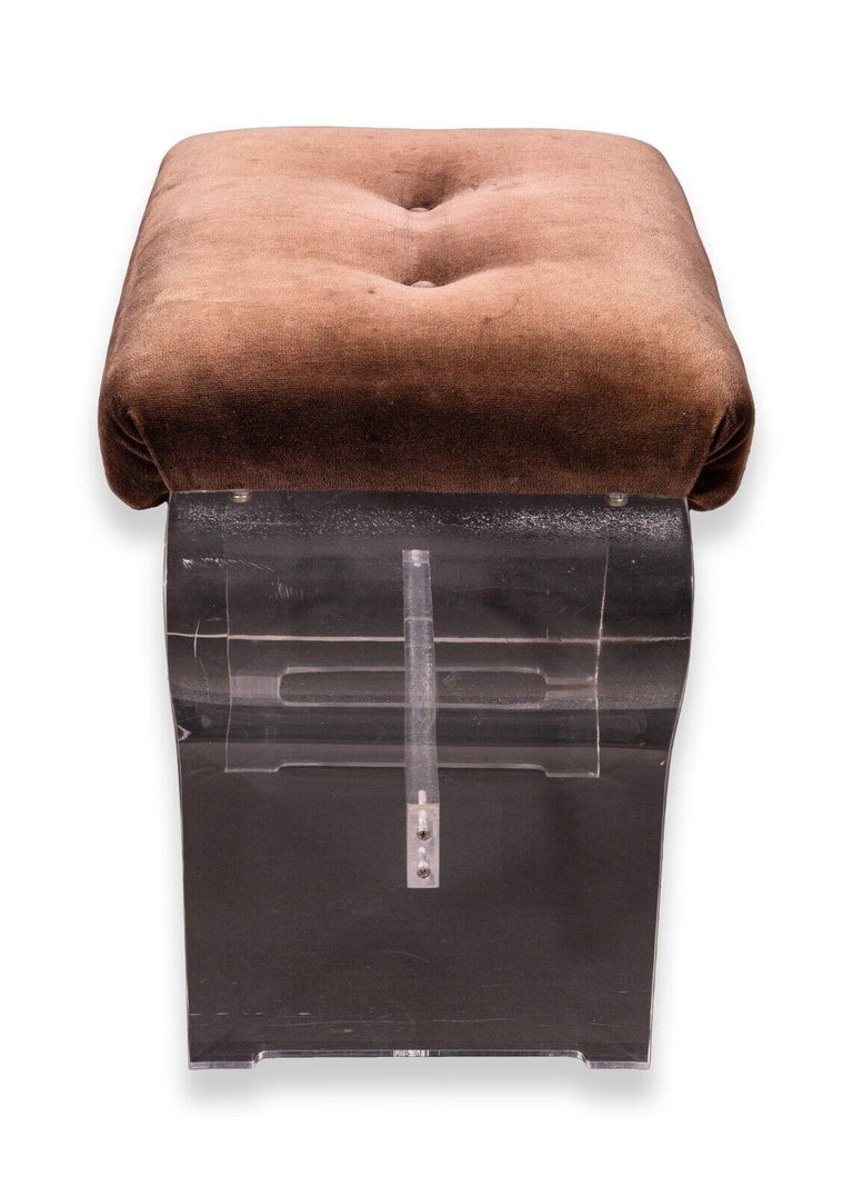 Mid-Century Modern Pair of Lucite Brown Ottoman Stools by Hill ...
