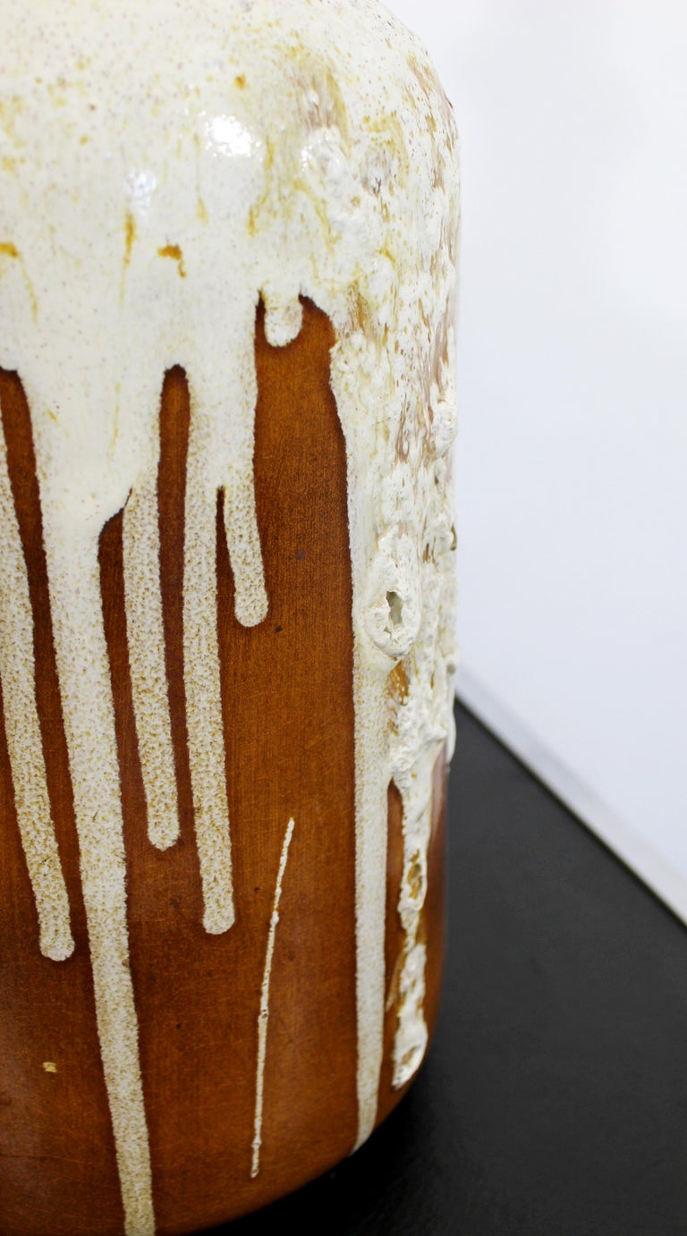 Mid-Century Modern Pair of Root Beer Float Drip Glaze Ceramic Table ...