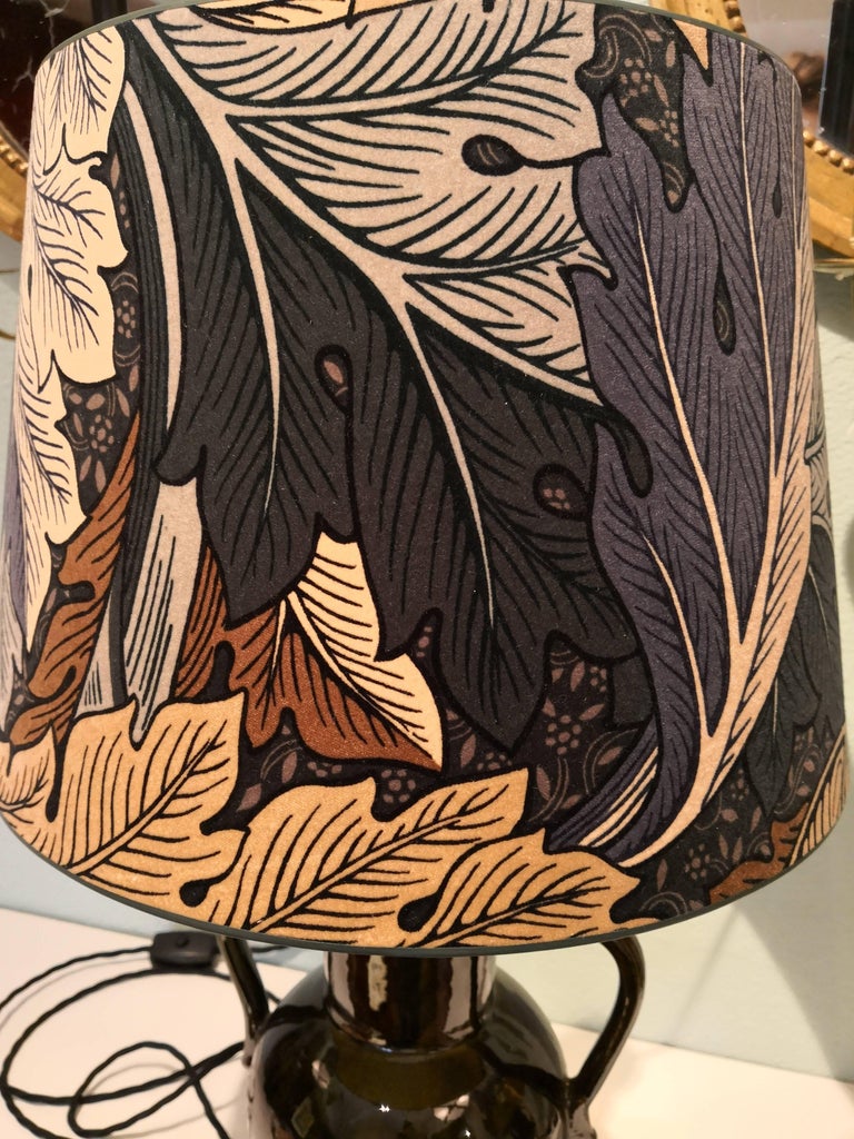 Mid-Century German Pair of Table Lamps Terracotta with Shades in Velvet ...