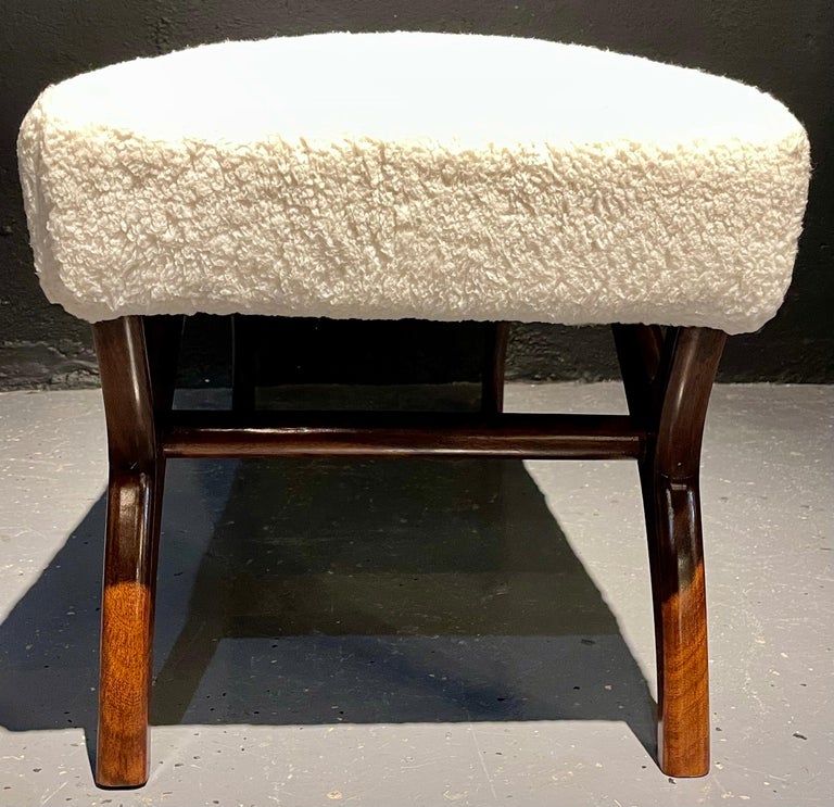 Mid-Century Modern Pair of Window Benches or Stools in Sherpa ...