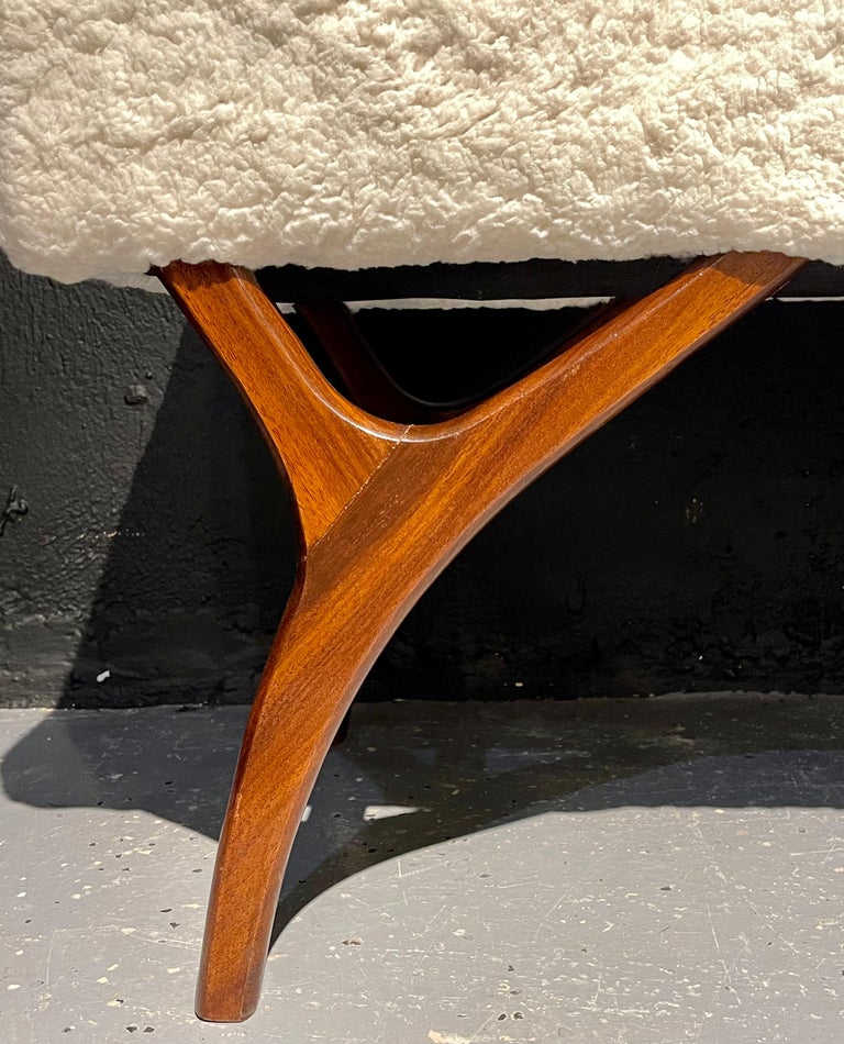 Mid-Century Modern Pair of Window Benches or Stools in Sherpa ...