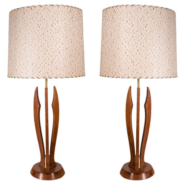 Mid Century Modern Pair of Wood Sculptural Modeline Style Table Lamps ...