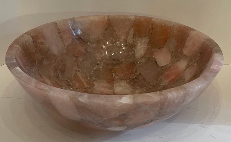 Mid-Century Modern Pair Rock Crystal Round Natural Rose Pink Quartz ...