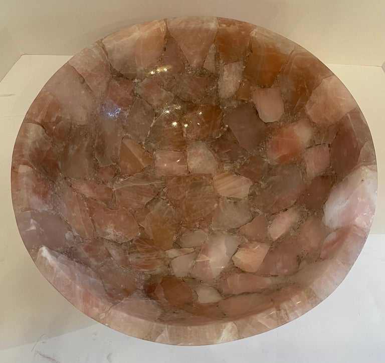 Mid-Century Modern Pair Rock Crystal Round Natural Rose Pink Quartz ...