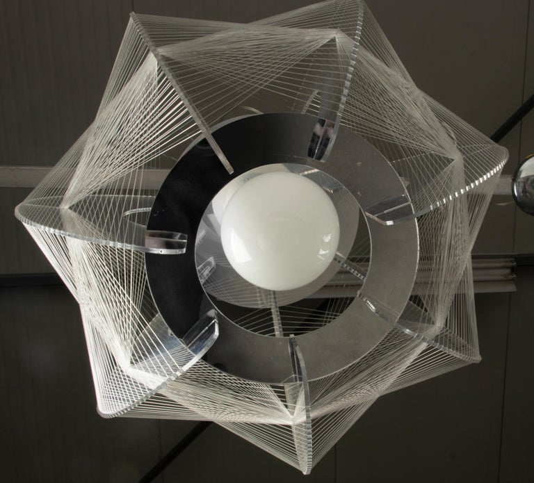 Mid-Century Modern Pair Spider Web Sompex Pendant Lamps by Paul Secon ...