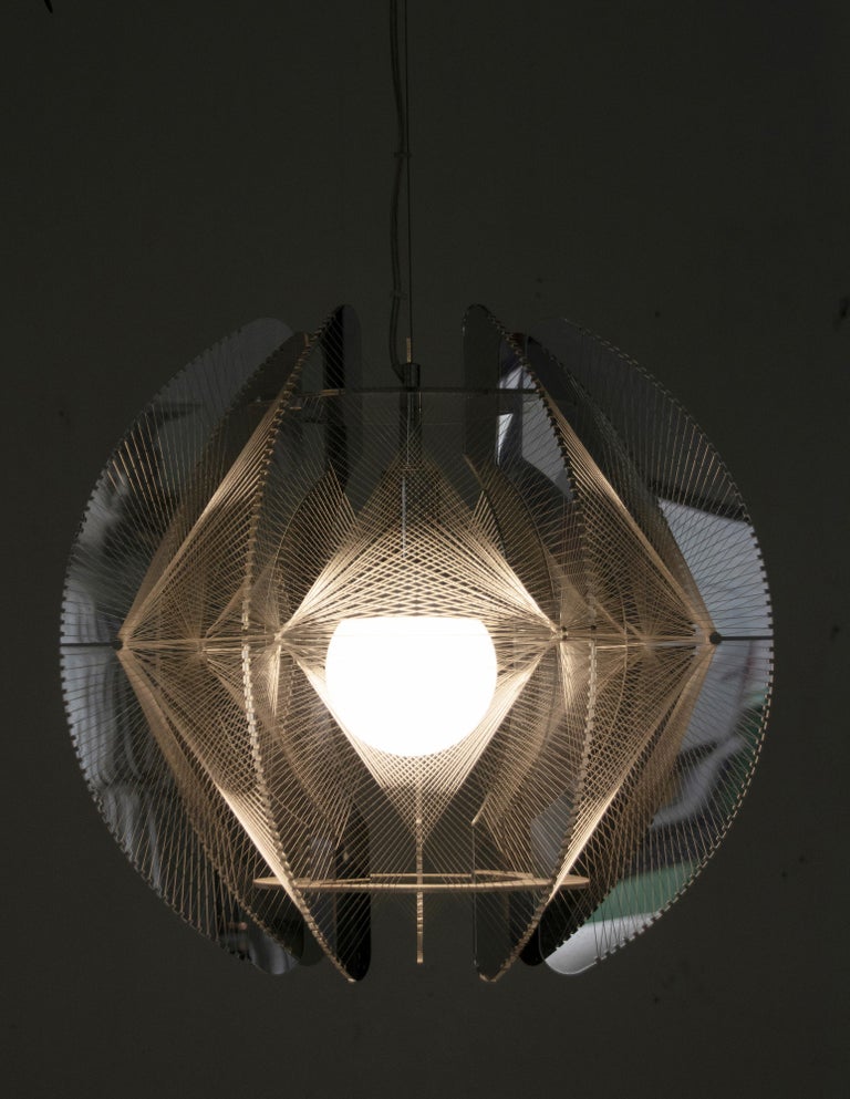 Mid-Century Modern Pair Spider Web Sompex Pendant Lamps by Paul Secon ...