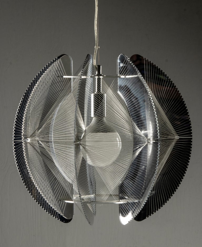 Mid-Century Modern Pair Spider Web Sompex Pendant Lamps by Paul Secon ...