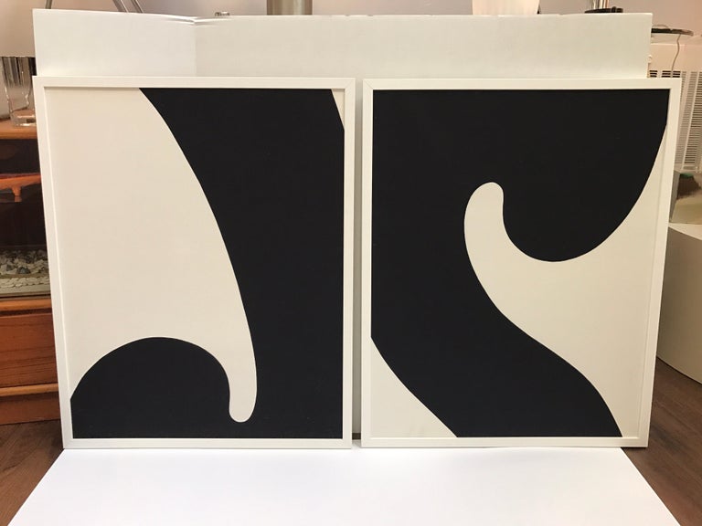 Mid-Century Modern Panton Style Mod Pop Art Textile Fabric Diptych ...