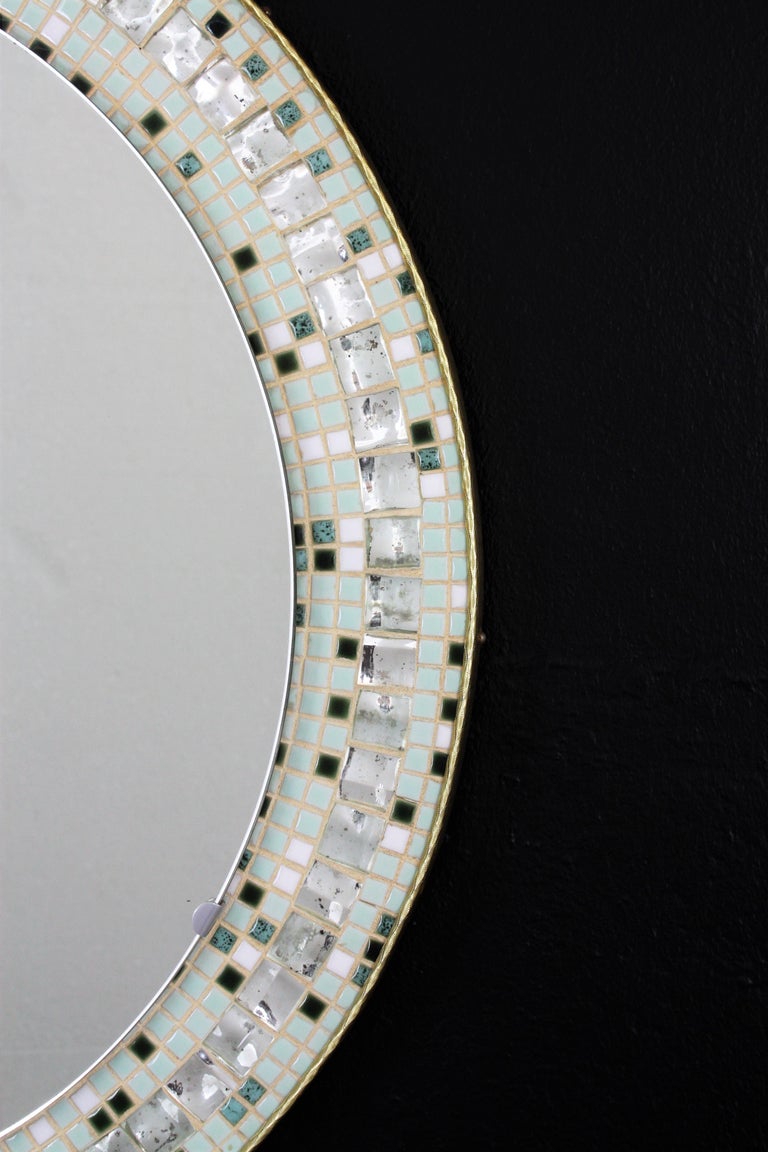 Mid-Century Modern Pastel Color Ceramic and Mirror Tiles Mosaic Round ...