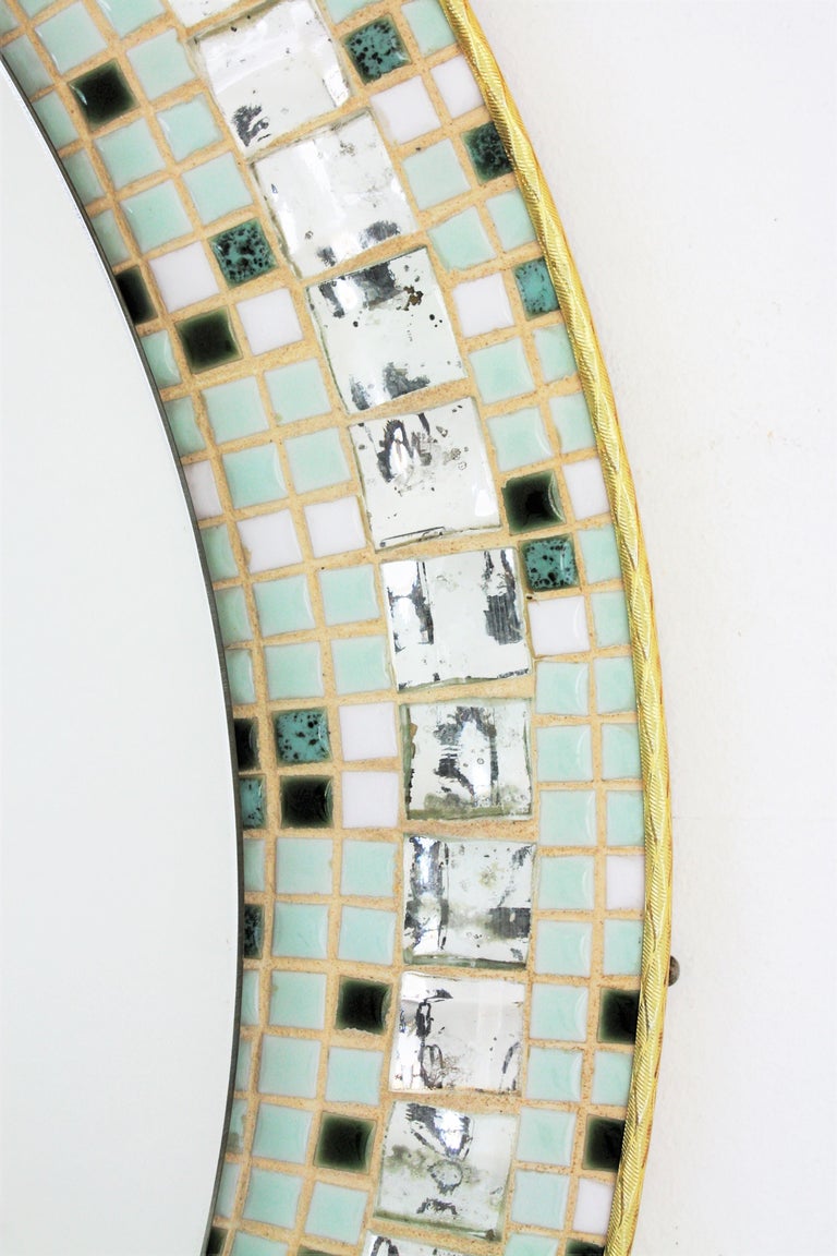 Mid-Century Modern Pastel Color Ceramic and Mirror Tiles Mosaic Round ...