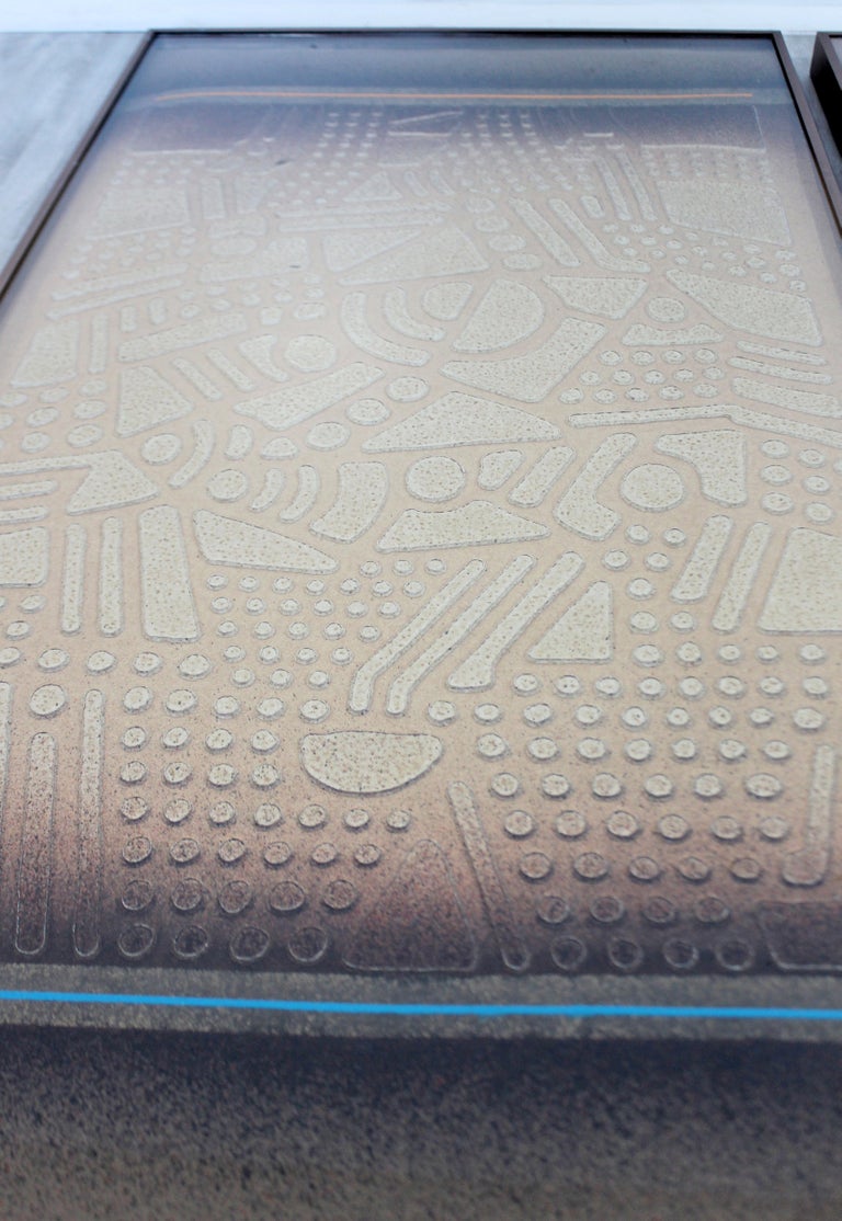 Mid-Century Modern Paul Maxwell Signed Framed Stencil Cast Paper Triptych, 1970s at 1stDibs