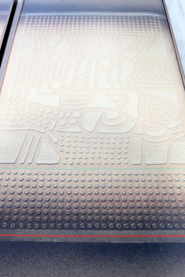 Mid-Century Modern Paul Maxwell Signed Framed Stencil Cast Paper Triptych, 1970s at 1stDibs