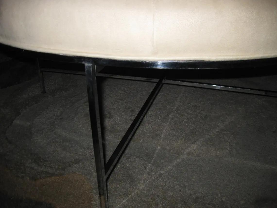 Mid-Century Modern Paul McCobb Creamy Beige Suede Round Lounge Stool ...
