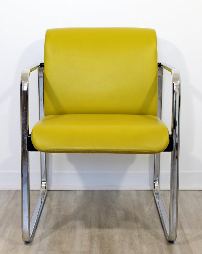 Mid-Century Modern Peter Protzman Herman Miller Yellow Leather Chrome ...