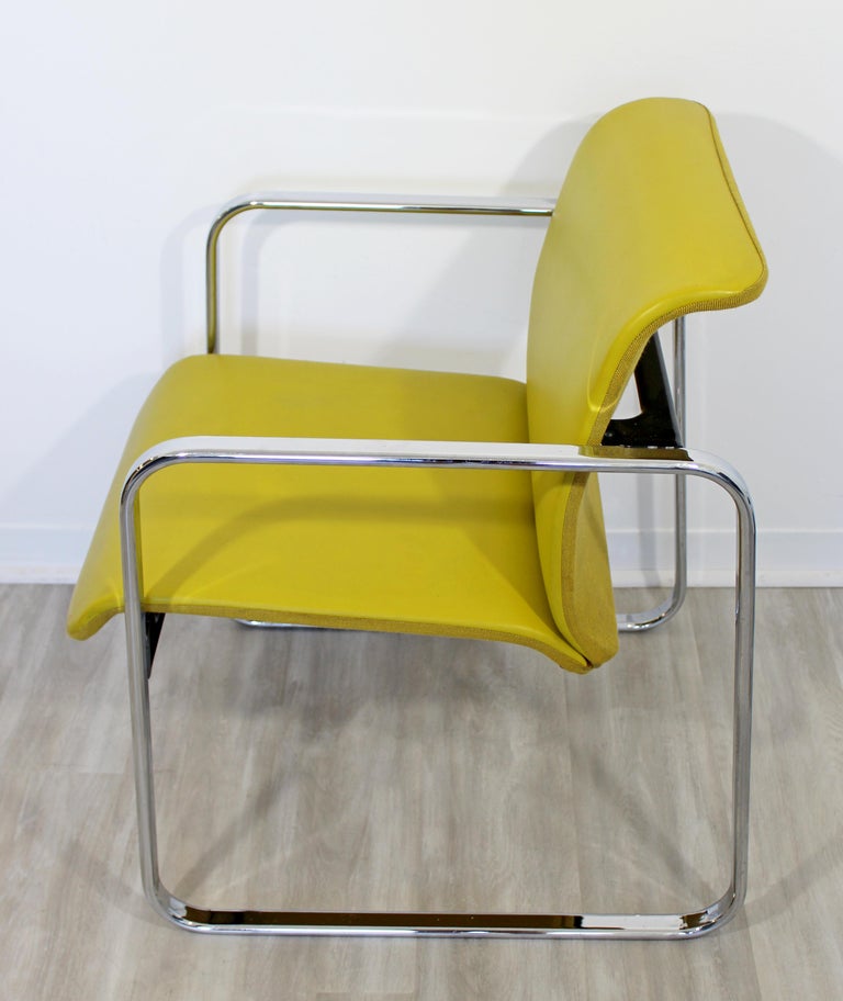 Mid-Century Modern Peter Protzman Herman Miller Yellow Leather Chrome ...
