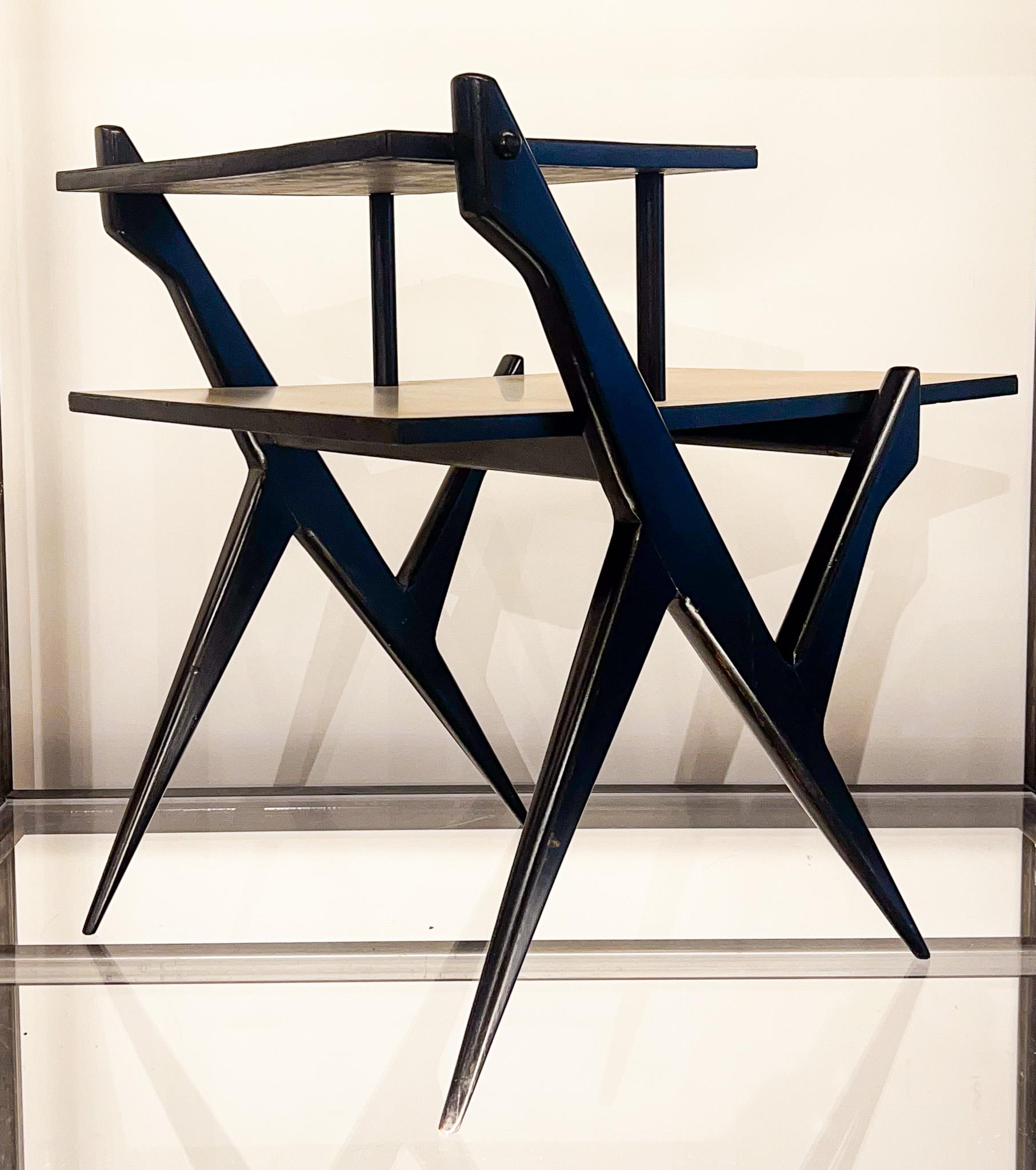 Mid-Century Modern Phone Table in Wood, Black and White, 1950s, Brazil ...