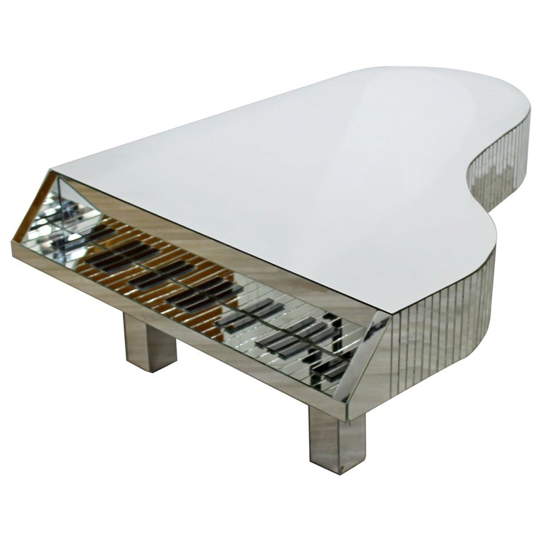 Mid-Century Modern Piano Shaped Mirrored Cocktail Coffee Table, 1970s ...