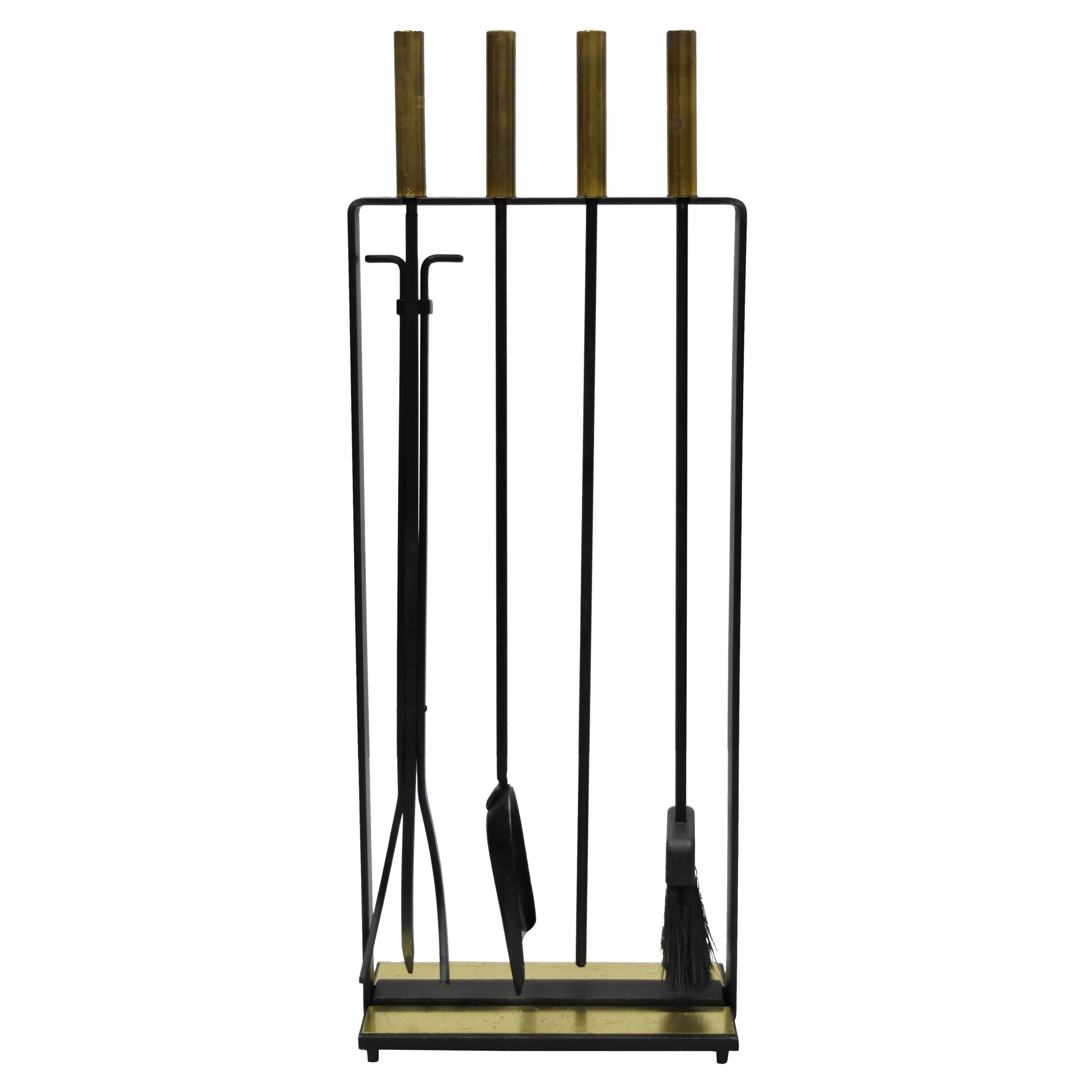 Mid-Century Modern Pilgrim Cast Iron Brass Minimalist Fireplace Tool ...