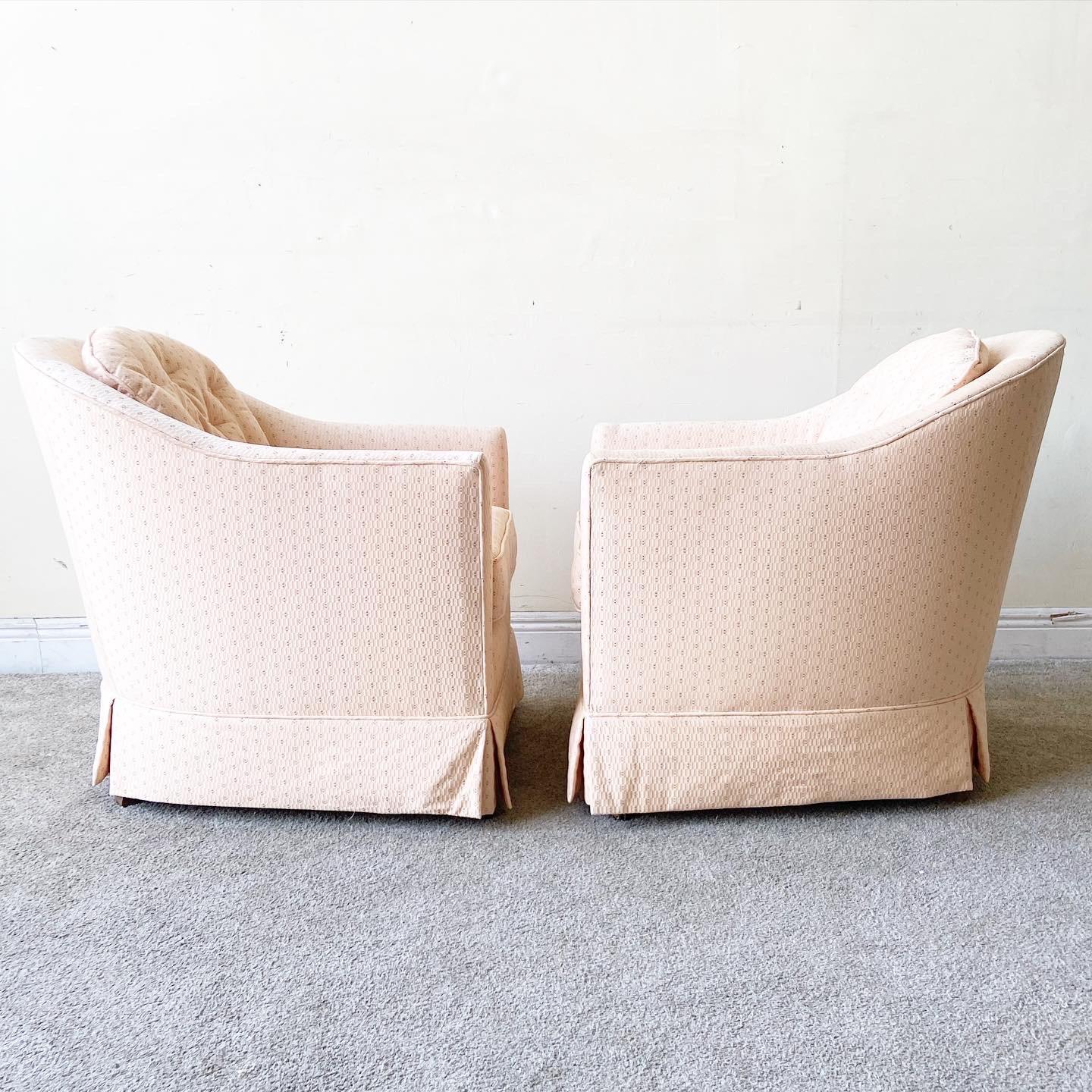 Mid-Century Modern Pink Fabric Club Chairs For Sale at 1stDibs
