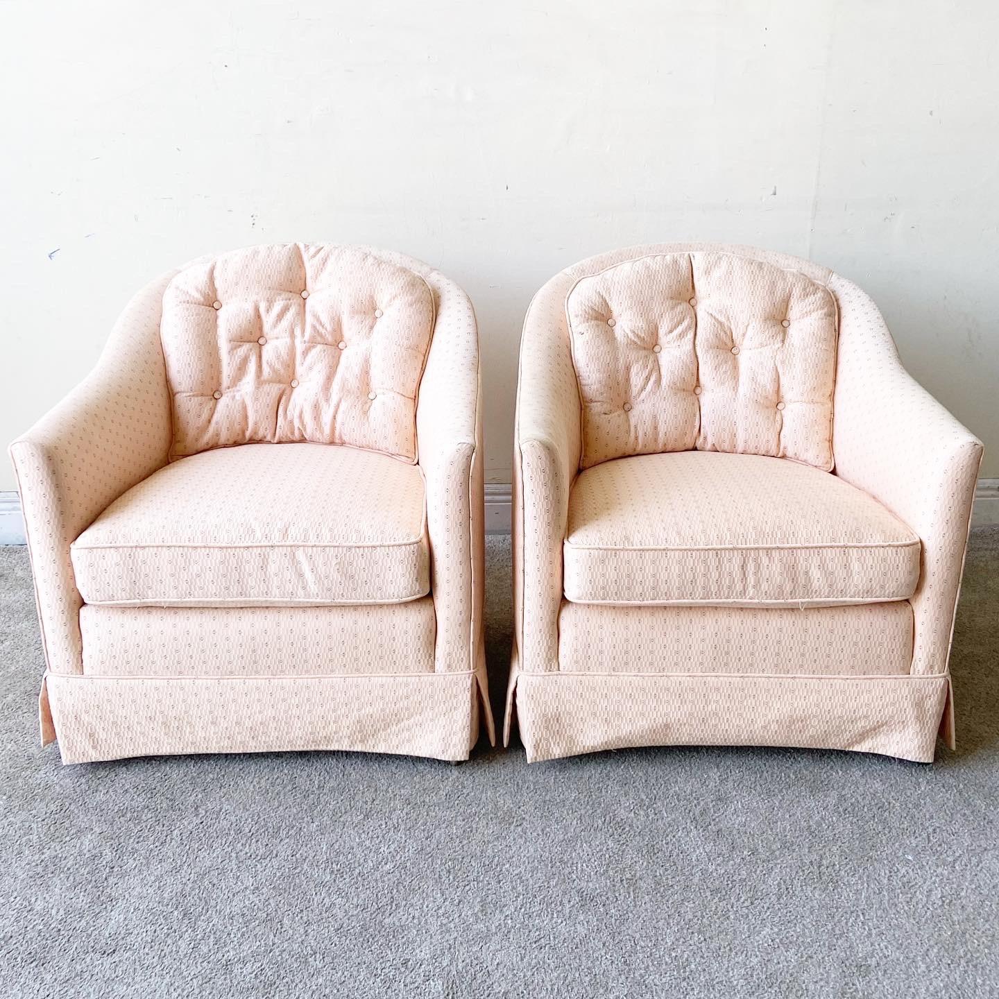 Mid-Century Modern Pink Fabric Club Chairs For Sale at 1stDibs