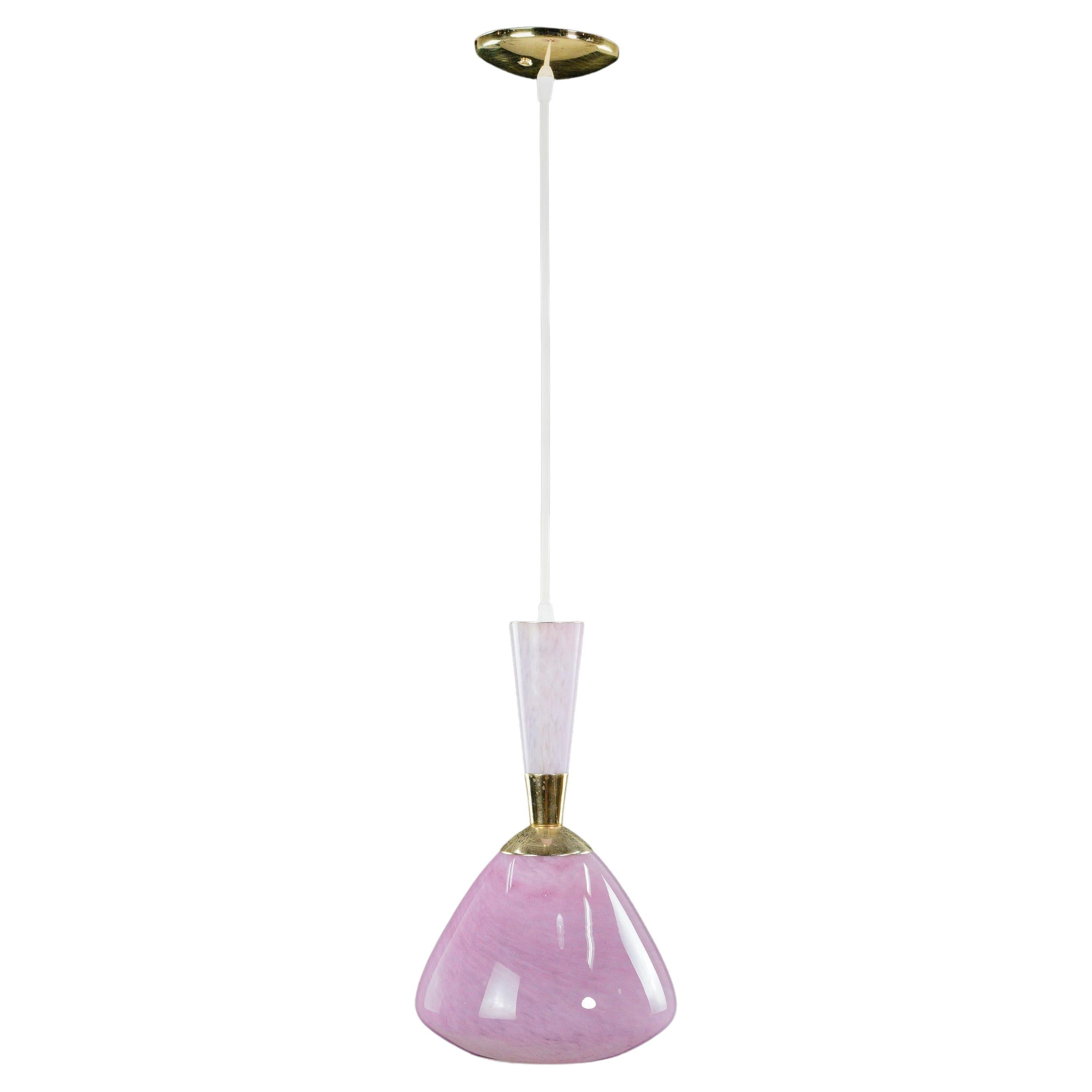 Mid-Century Modern Pink Glass White Cord Pendant Light Quantity ...
