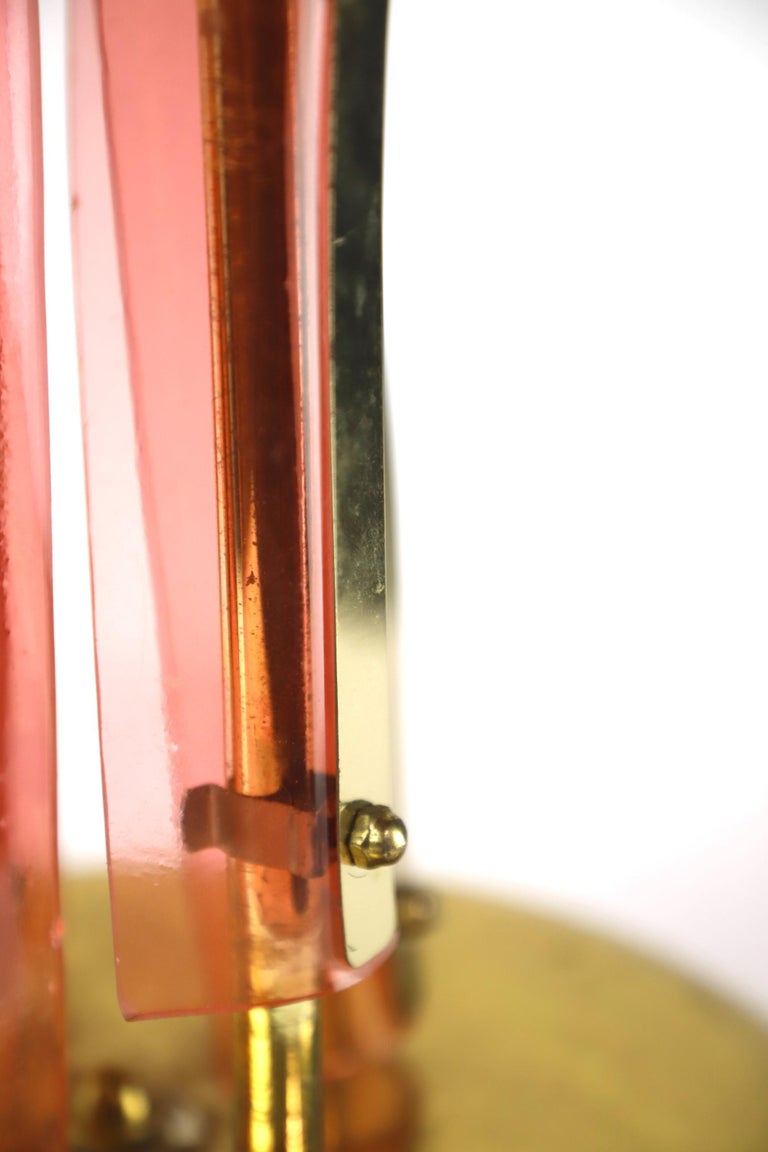 Mid-Century Modern Pink Lucite Calla Lily Brass Table Lamp For Sale at ...