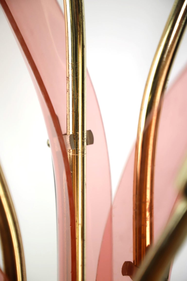 Mid-Century Modern Pink Lucite Calla Lily Brass Table Lamp For Sale at ...