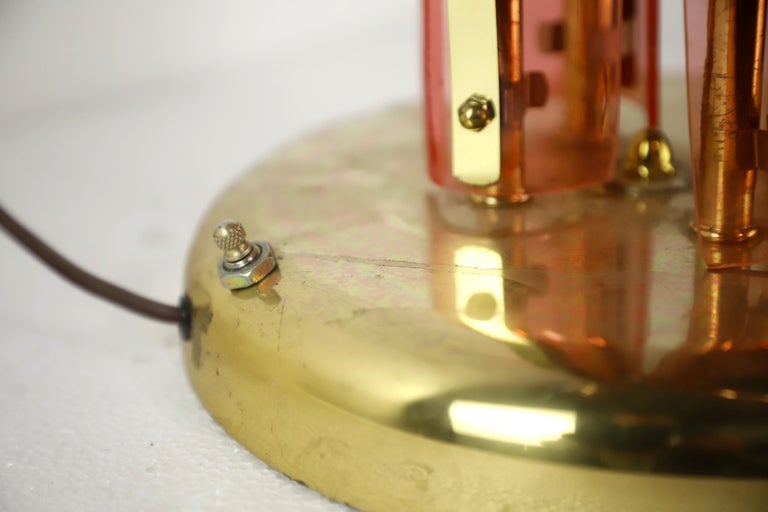 Mid-Century Modern Pink Lucite Calla Lily Brass Table Lamp For Sale at ...