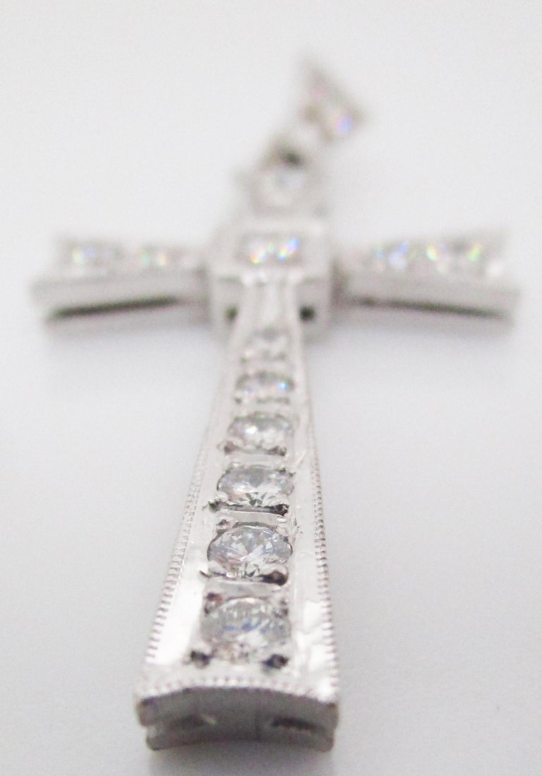 Mid-Century Modern Platinum and Diamond Cross Pendant For Sale at 1stDibs