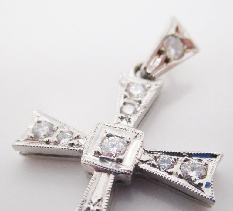 Mid-Century Modern Platinum and Diamond Cross Pendant For Sale at 1stDibs