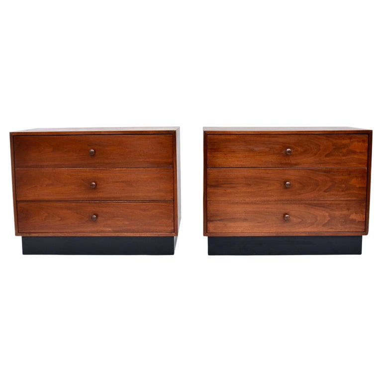 Mid-Century Modern Plinth Base Chests of Drawers at 1stDibs