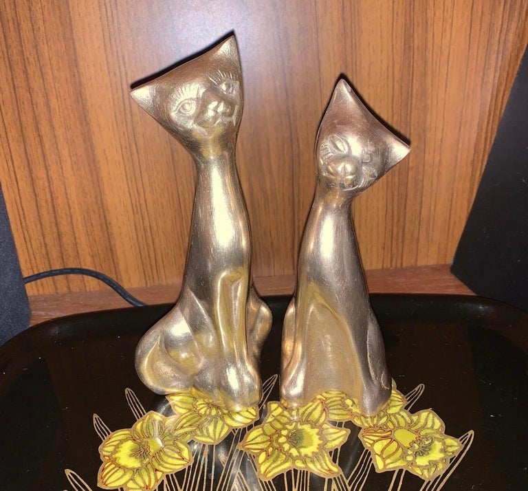 Mid-Century Modern Polished Brass Cat Figurines, a Pair at 1stDibs ...