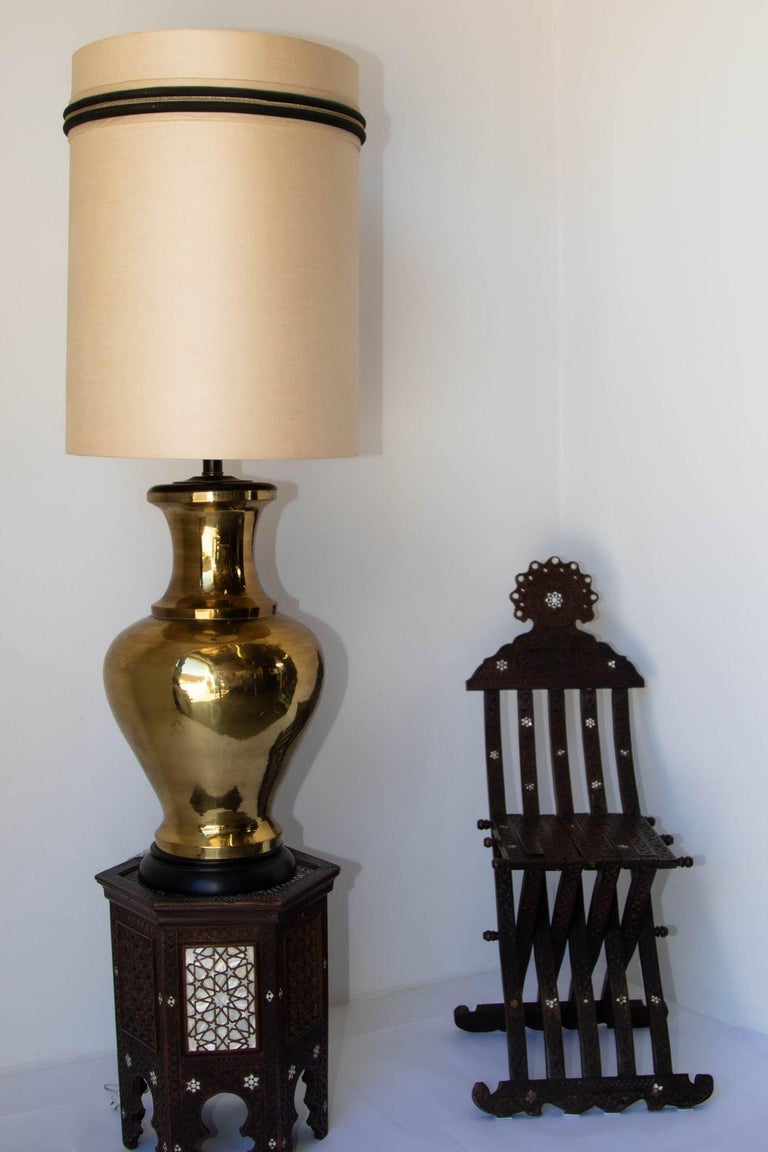 Mid-Century Modern Polished Brass Large Scale Chinoiserie Urn Table ...