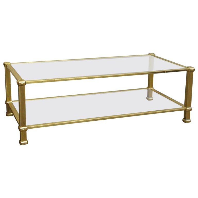 Mid-Century Modern Polished Brass Rectangle Coffee Table, 1970s at 1stDibs