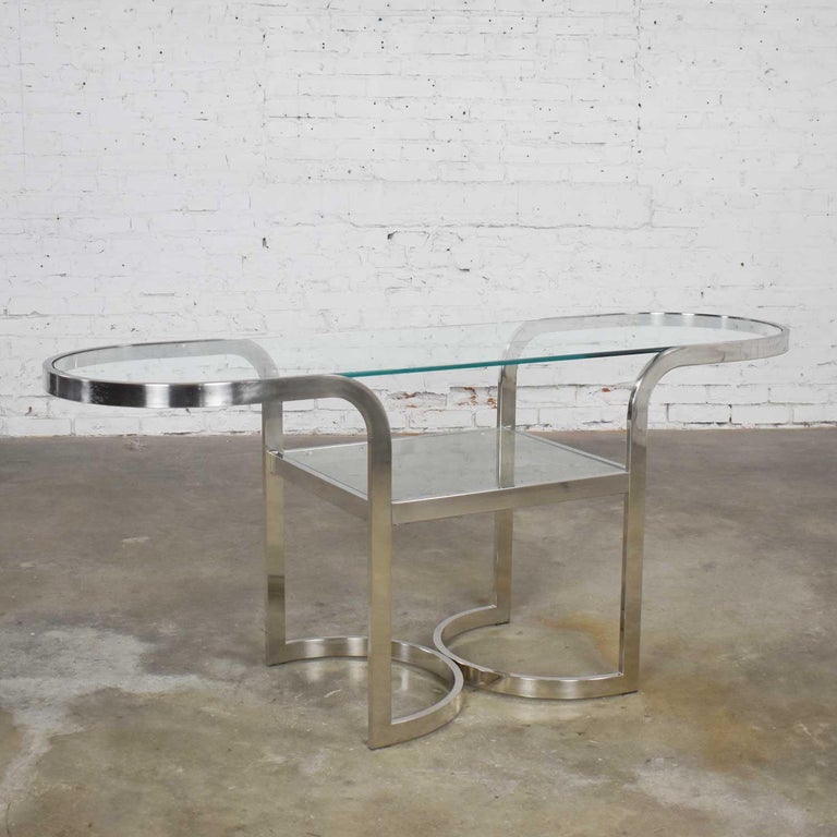 Mid-Century Modern Polished Chrome Oval Sofa or Console Table For Sale ...