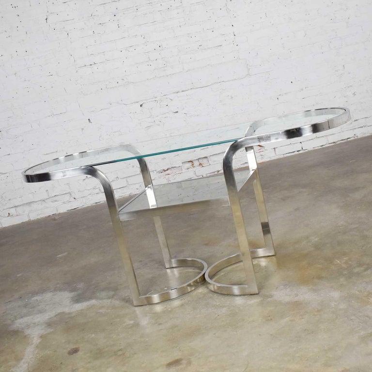 Mid-Century Modern Polished Chrome Oval Sofa or Console Table For Sale ...