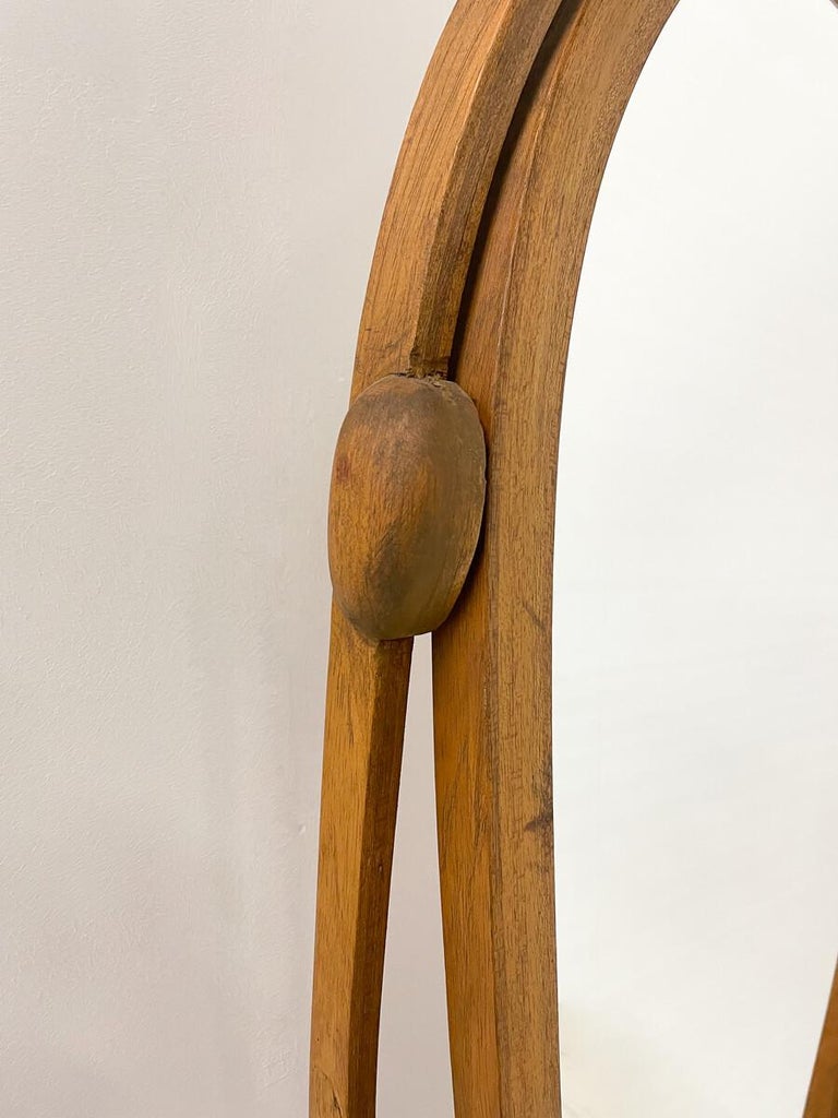 Mid-Century Modern Psyche Wooden Mirror For Sale at 1stDibs