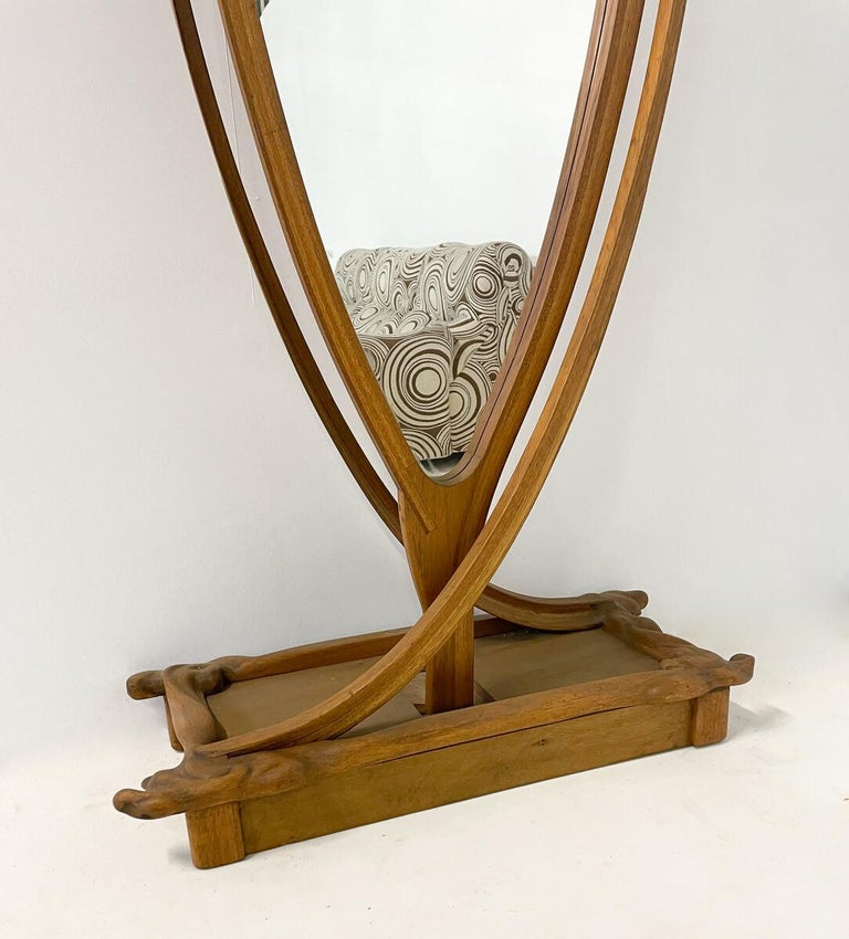 Mid-Century Modern Psyche Wooden Mirror For Sale at 1stDibs