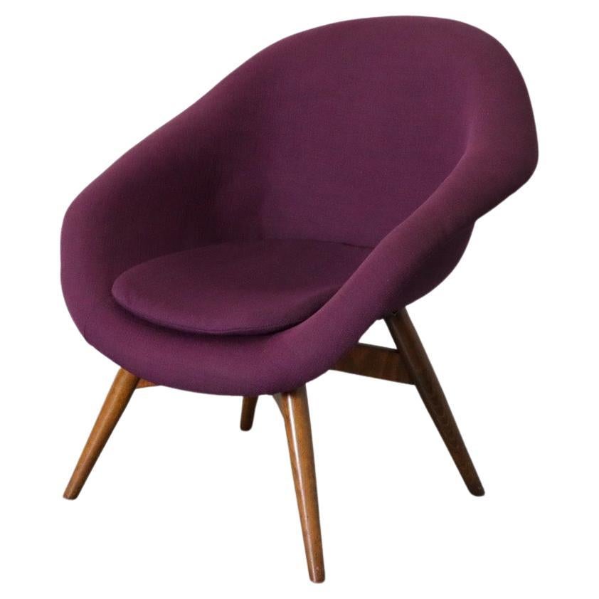 Single Miroslav Navrátil Newly Upholstered Blue Bucket Lounge Chair for ...