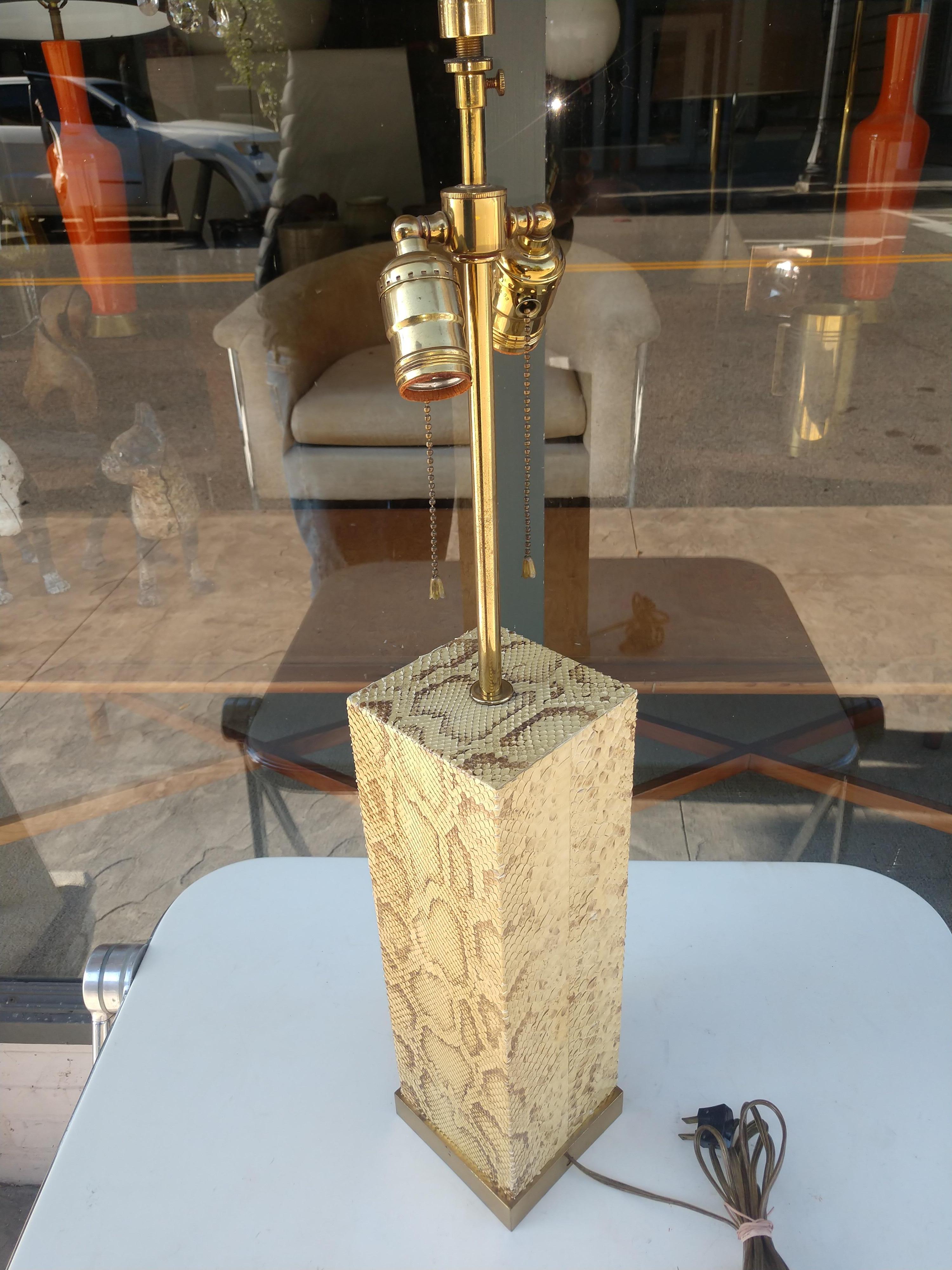 Mid Century Modern Python Skin Table Lamp by Karl Springer 1970 For ...
