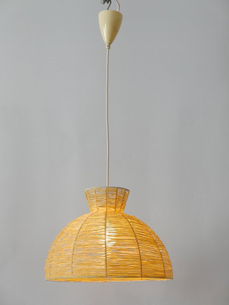 Mid-Century Modern Raffia Bast Pendant Lamp or Hanging Light Germany ...