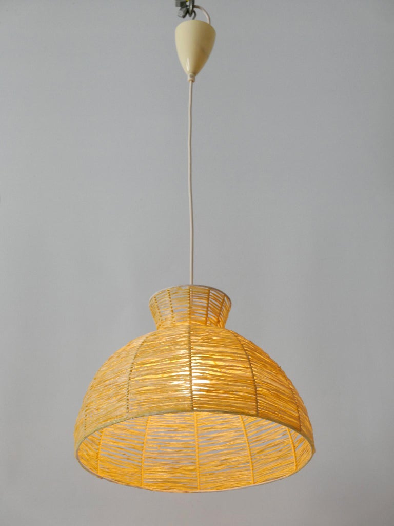Mid-Century Modern Raffia Bast Pendant Lamp or Hanging Light Germany ...