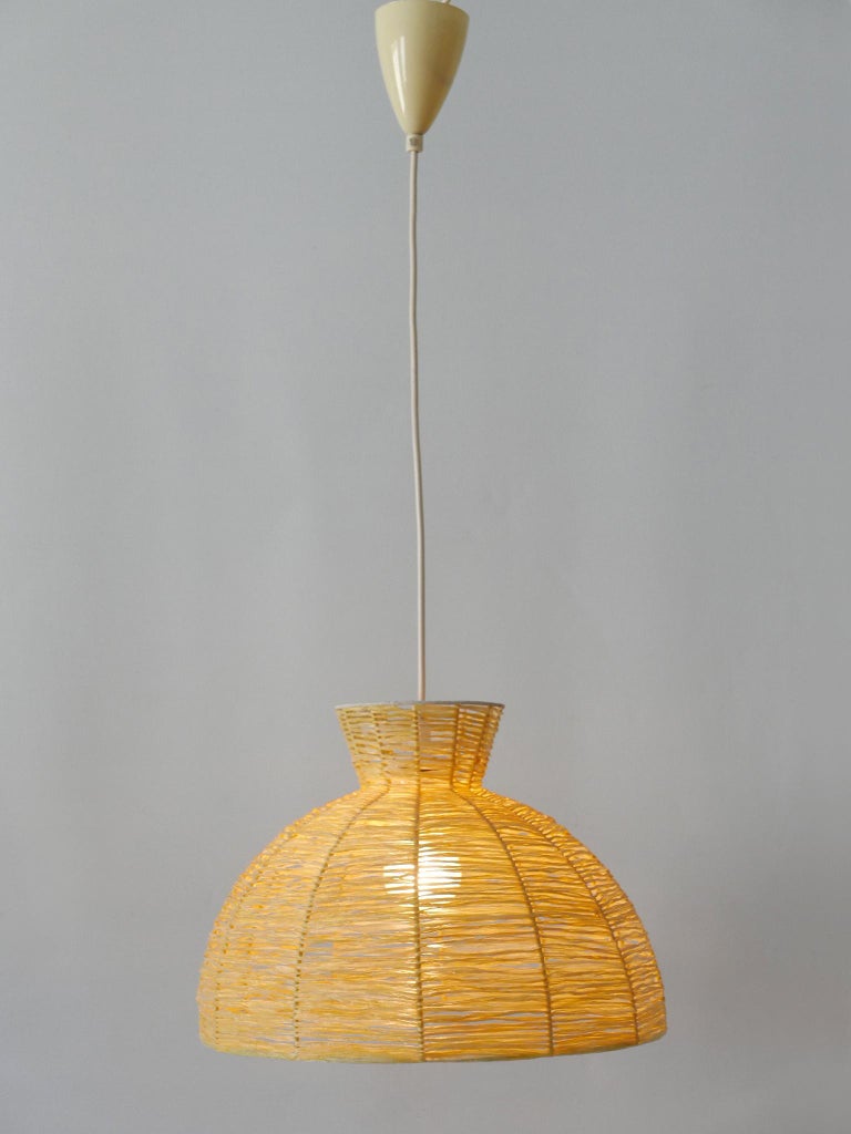 Mid-Century Modern Raffia Bast Pendant Lamp or Hanging Light Germany ...